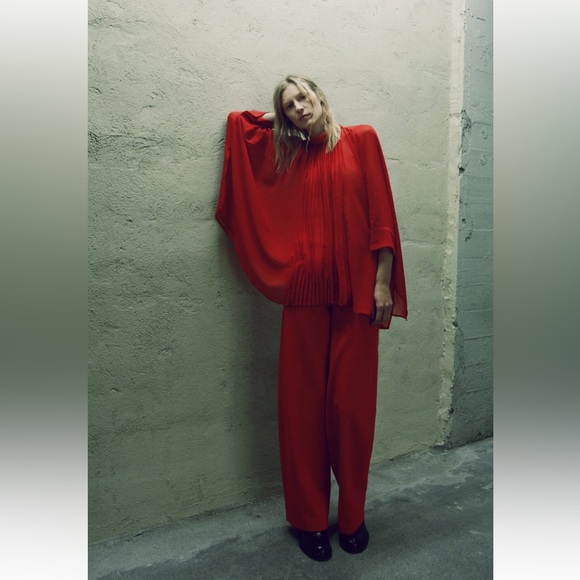 Zara | Pants & Jumpsuits | Zara Red Low Rise Pants Limited Edition ...